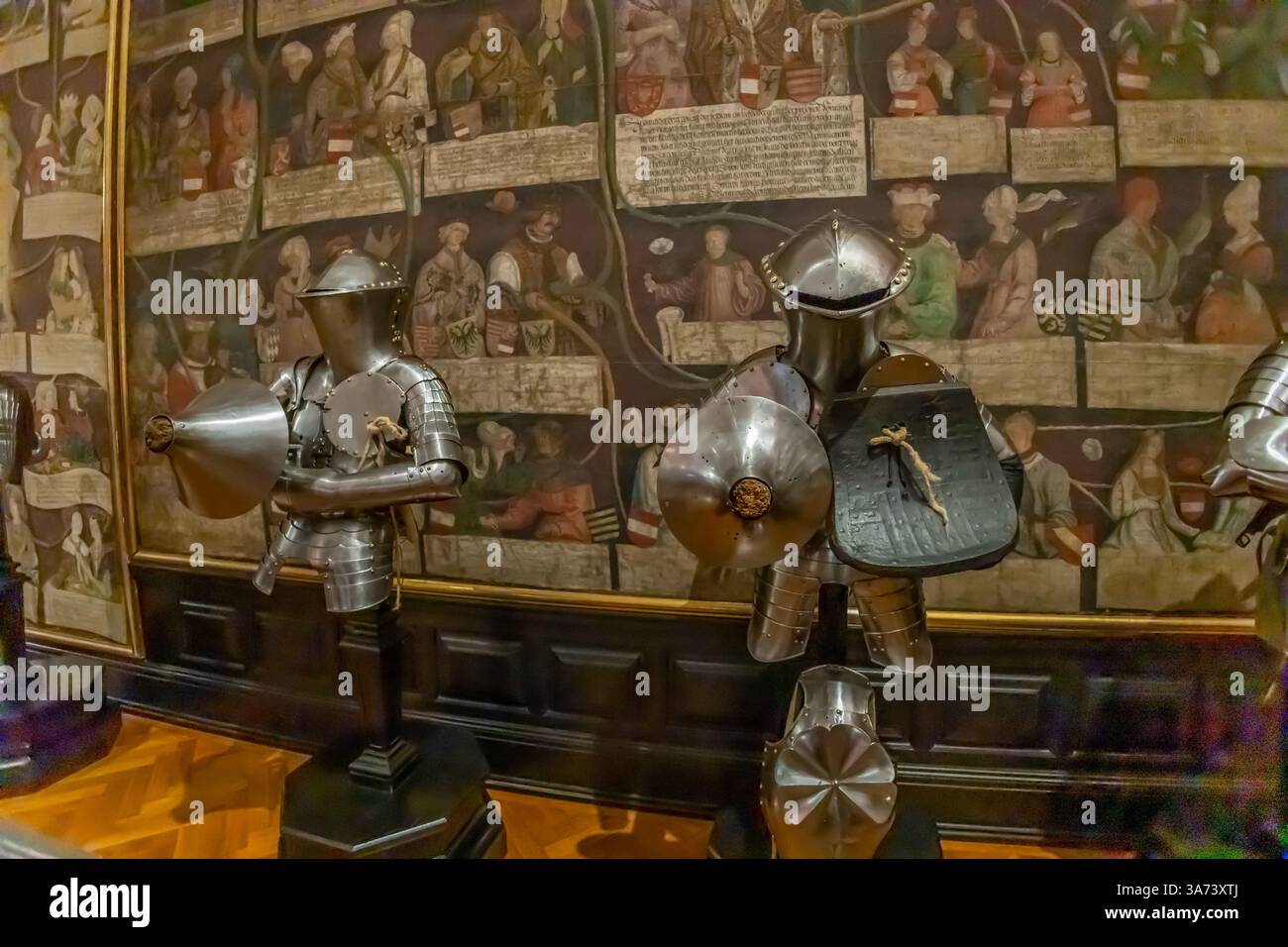 Imperial Armoury of Austria in Vienna. Medieval ages knights armor ...