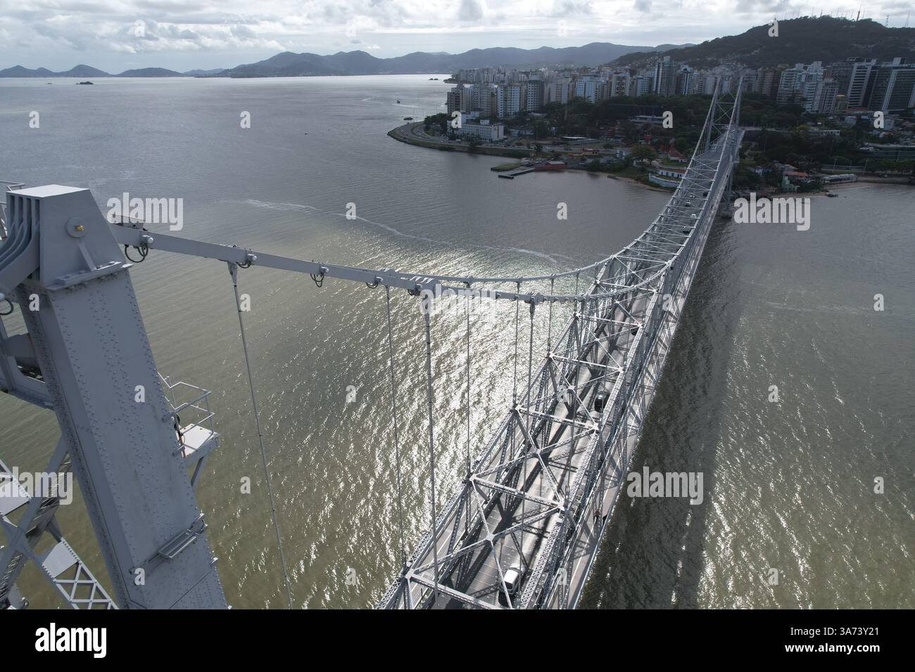 Aerial view of Ponte Hercilio Luz in Florianopolis, Santa Catarina ...