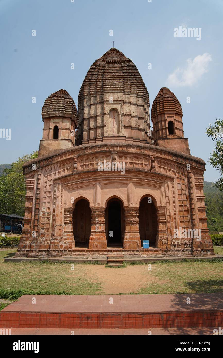 Pancharatna temple of Radha-Krishna with rich terracotta panel of the ...