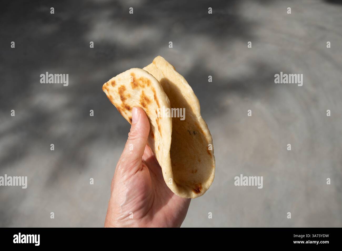Authentic Sri Lankan Pol Coconut Roti in hand. Traditional recipe flat ...