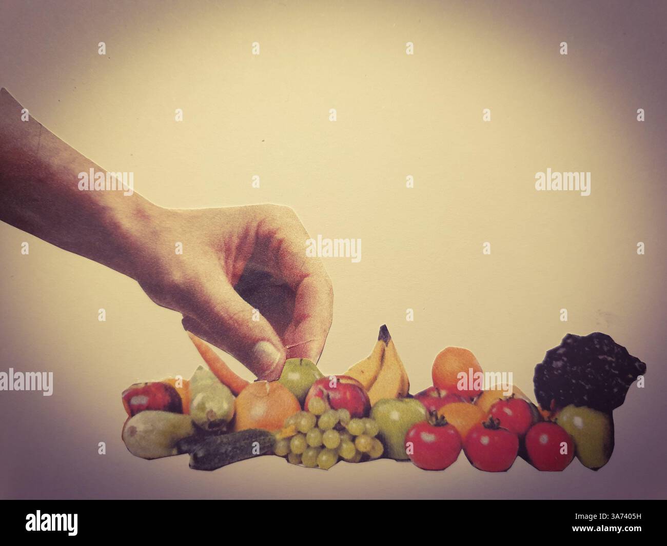 Hand reaching for healthy fruit and vegetables Stock Photo - Alamy
