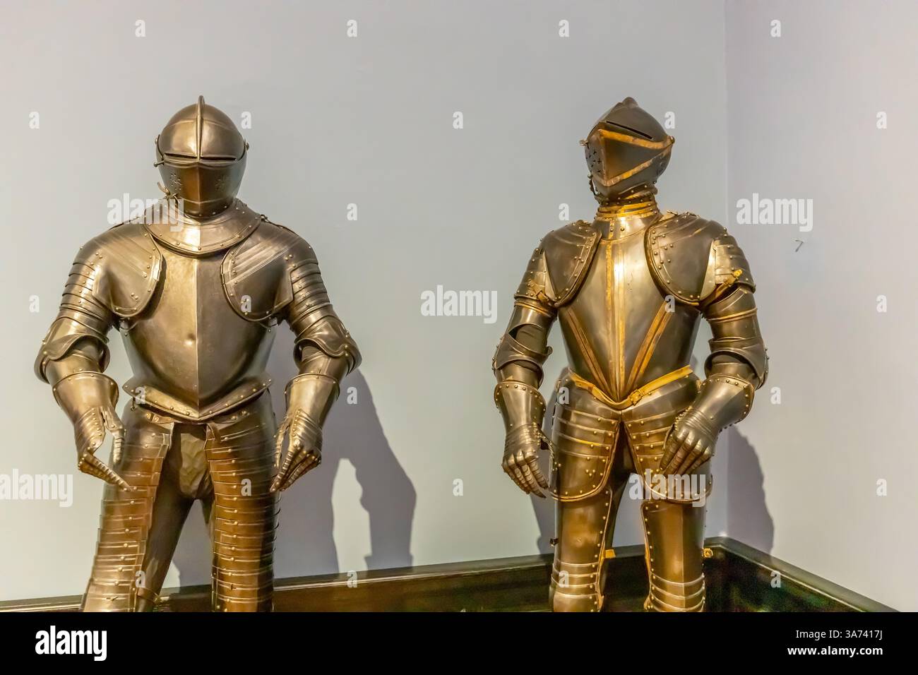 Imperial Armoury of Austria in Vienna. Medieval ages knights armor exposition in the Welt museum ...