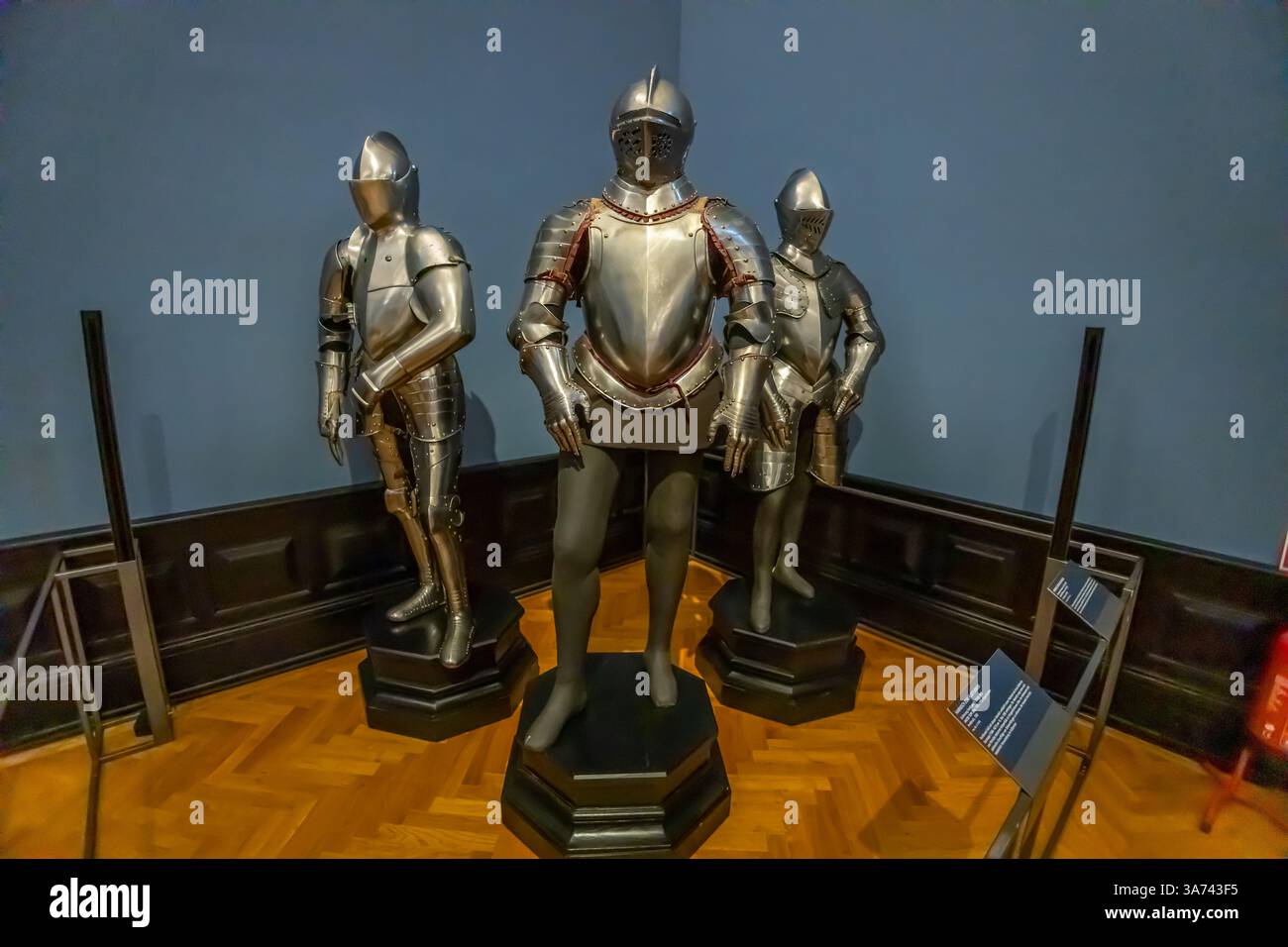 Imperial Armoury of Austria in Vienna. Medieval ages knights armor exposition in the Welt museum ...