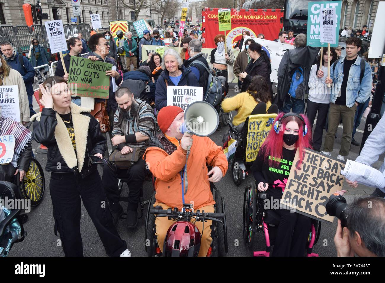 London, UK. 26th March 2025. Protesters march in Westminster against ...
