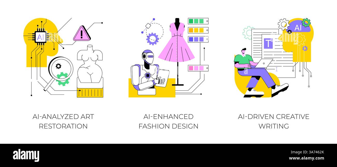 Art and Creativity with AI tools abstract concept vector illustrations ...