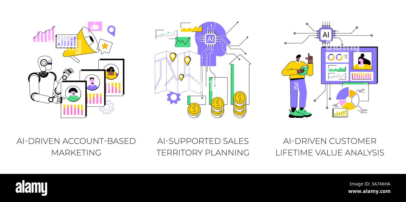 AI in sales strategies abstract concept vector illustrations Stock ...
