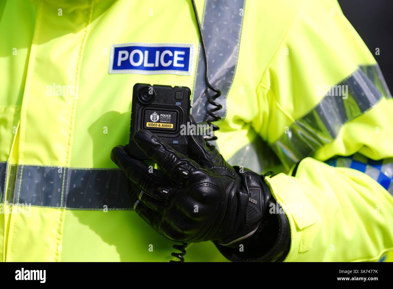 A police motorcyclist during the Police Scotland national launch of ...