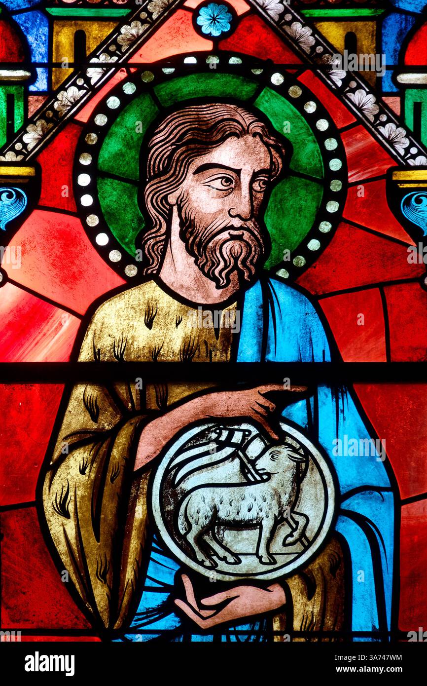 Sens, FRANCE - 10-15-2024: Stained glass (18th century) of Jesus the ...