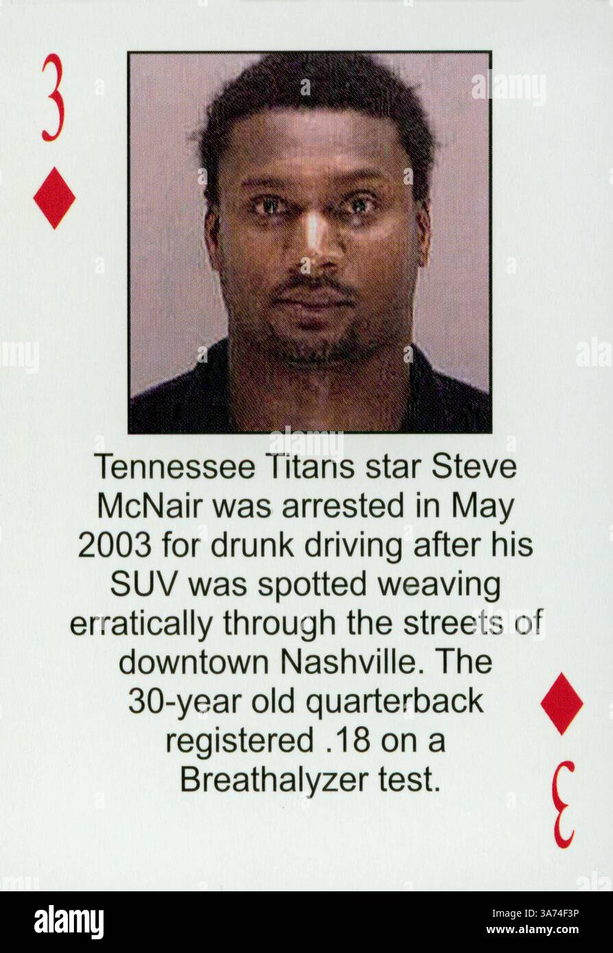 Jun 24, 2004; Hollywood, CA, USA; Photo shows celebrity mug shot playing card of STEVE MCNAIR ...