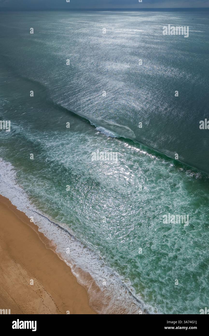 Aerial view of popular Supertubos beach, where the World Surf League's ...