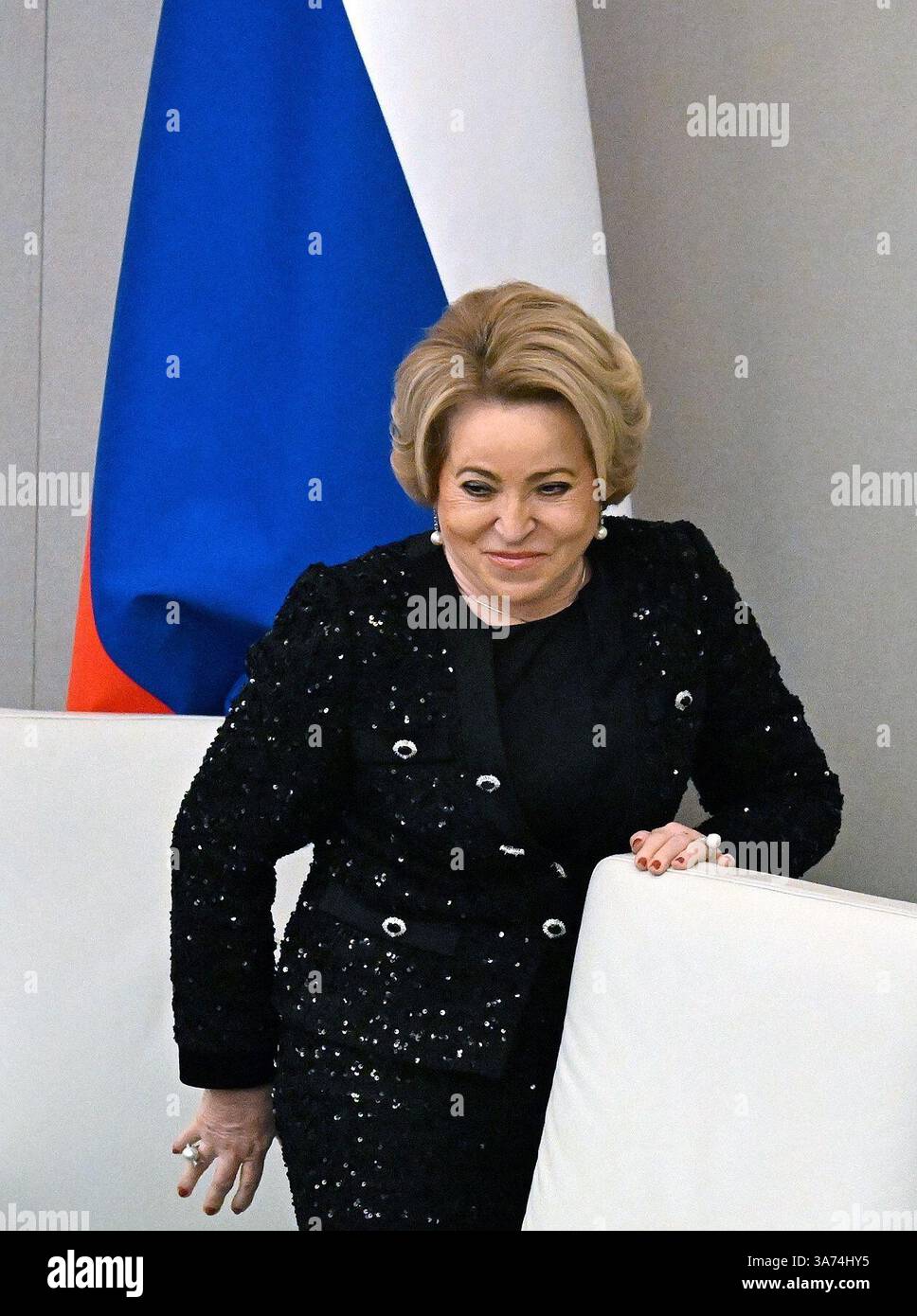 Moscow, Russia. 26th Mar, 2025. Chairman of the Russian Federation Council Valentina Matvienko ...