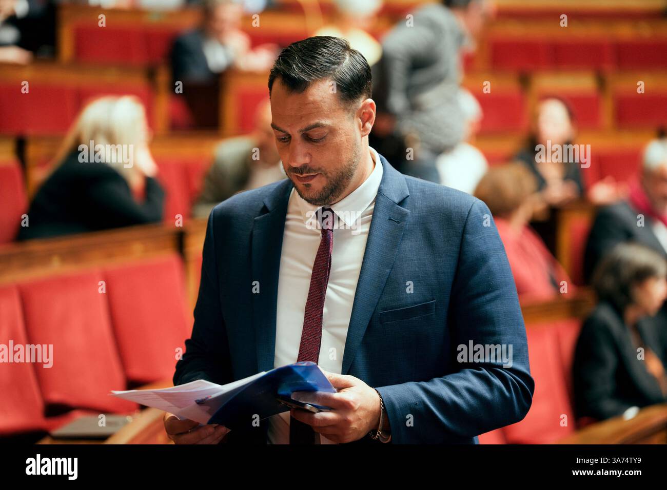 Paris, France. 26th Mar, 2025. Sebastien Delogu during a session of ...