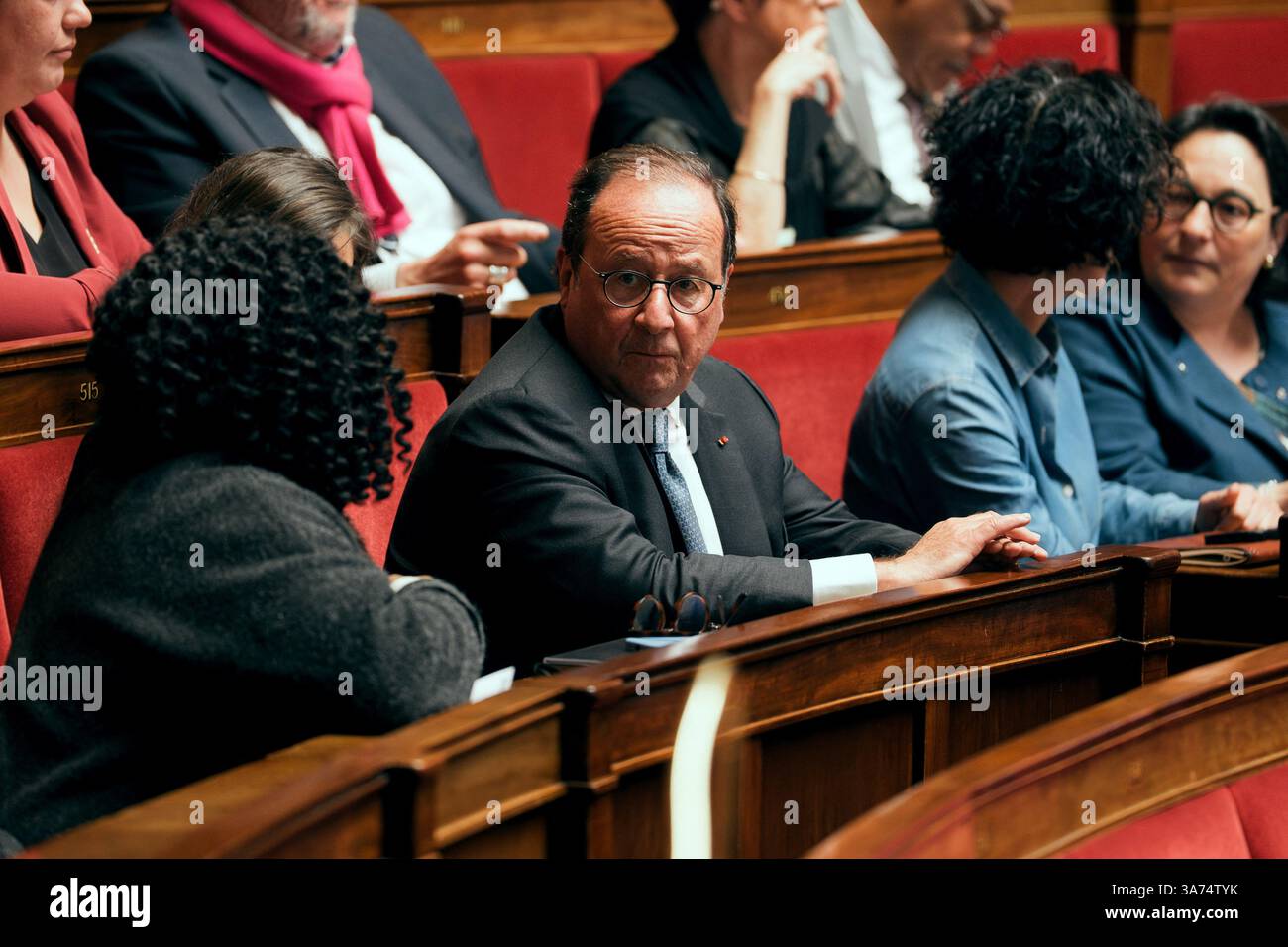 Former french president Francois Hollande during a session of questions ...