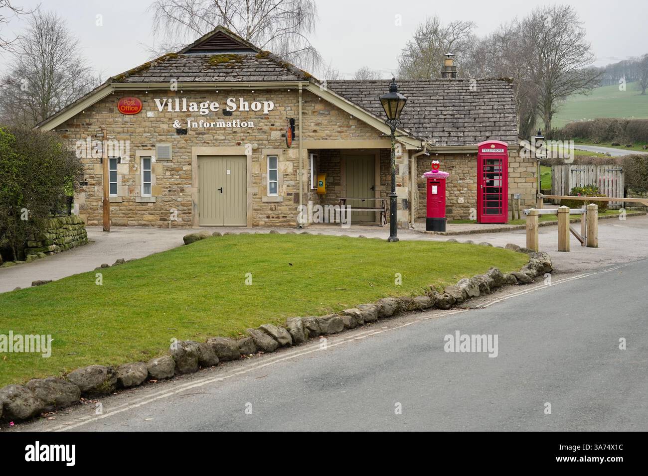 The Village Shop and Post Office with post box and phone box Stock ...
