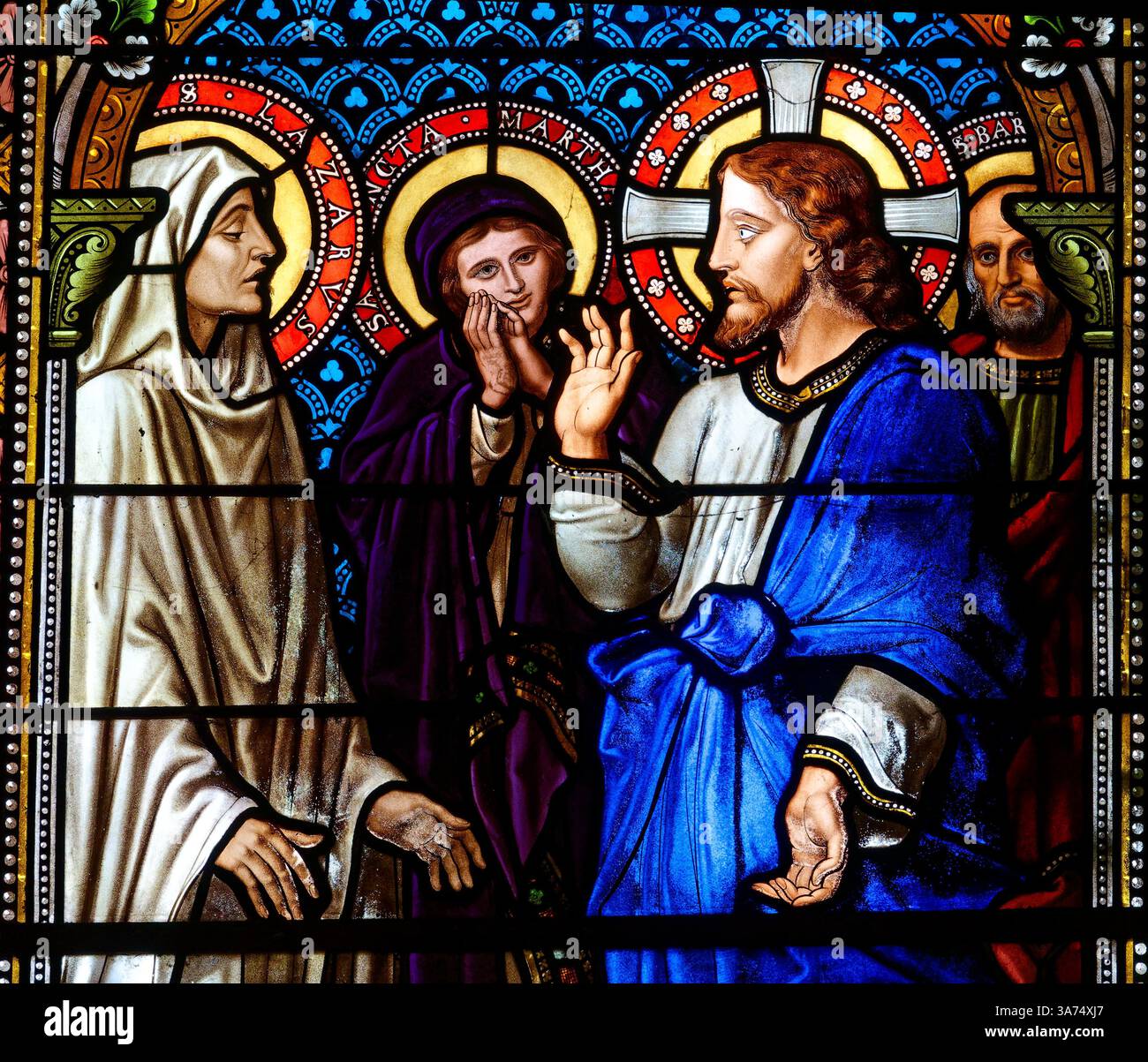 Avallon, FRANCE - 10-16-2024: Stained glass (19th century) of Jesus ...