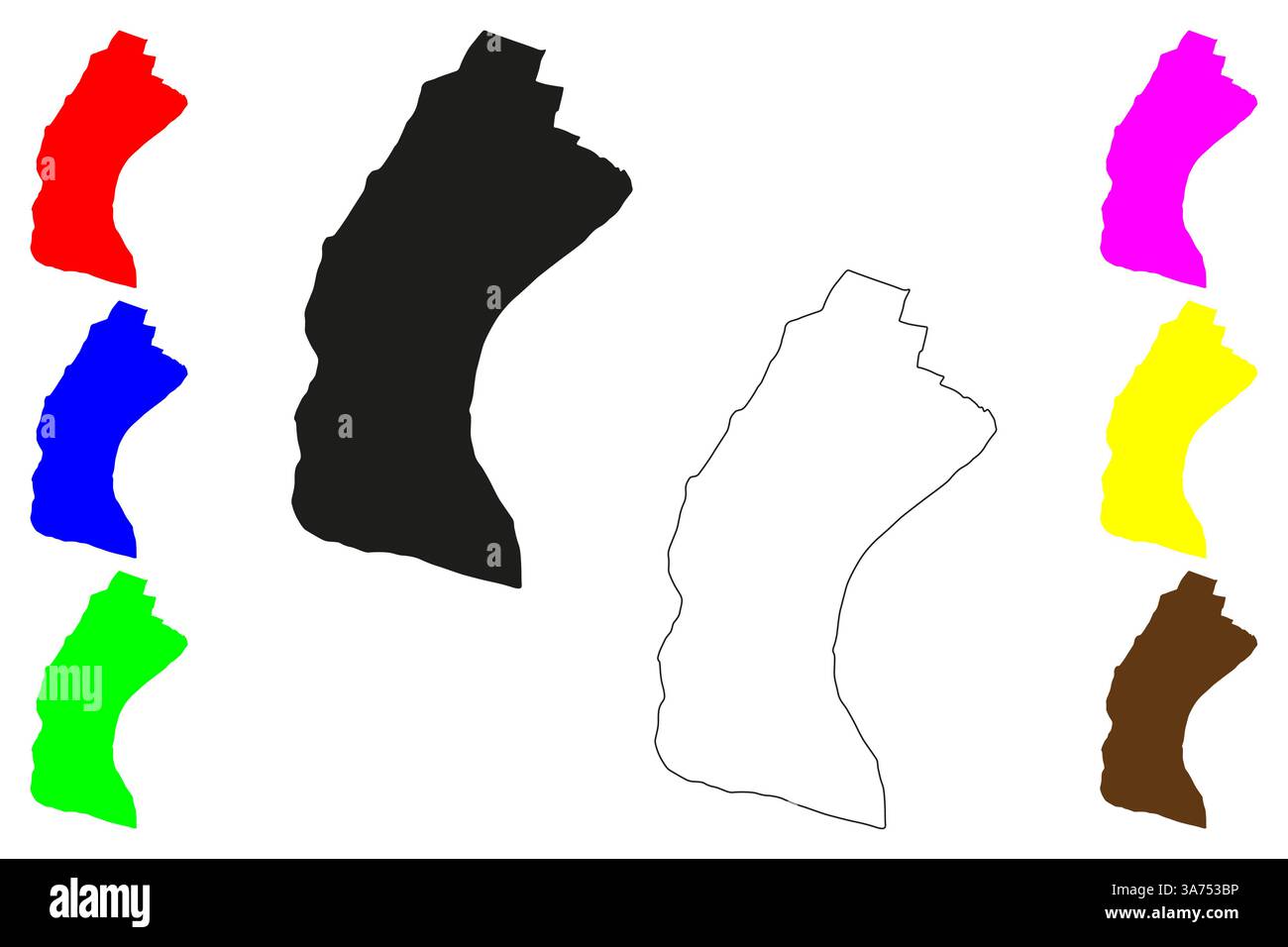 Chandannagar city (Republic of India, State of West Bengal) map vector ...