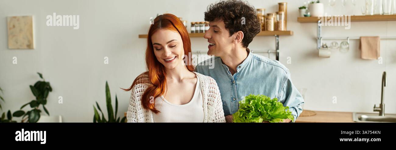 Couple shares joyful laughter while cooking a delicious meal in a ...