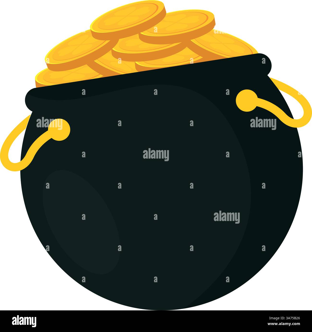 Pot filled with shiny golden coins. Vector Stock Vector Image & Art - Alamy