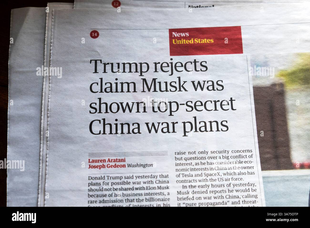 Donald 'Trump rejects claim (Elon) Musk was shown top-secret China war ...