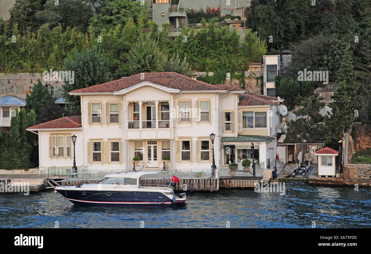 View of a historical mansion on the Bosphorus in Istanbul, Turkey Stock ...