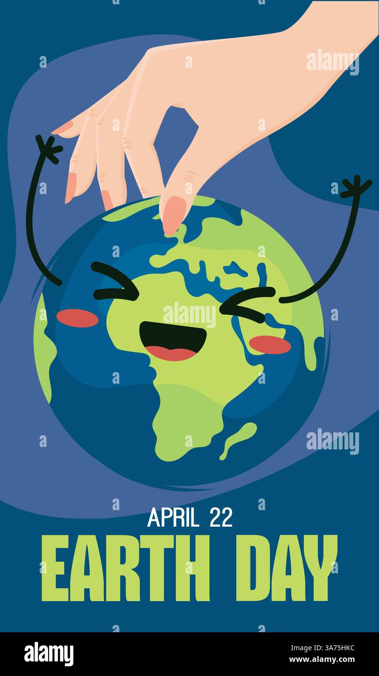 Smiling Earth Day cartoon with hands holding globe Vector Stock Vector ...