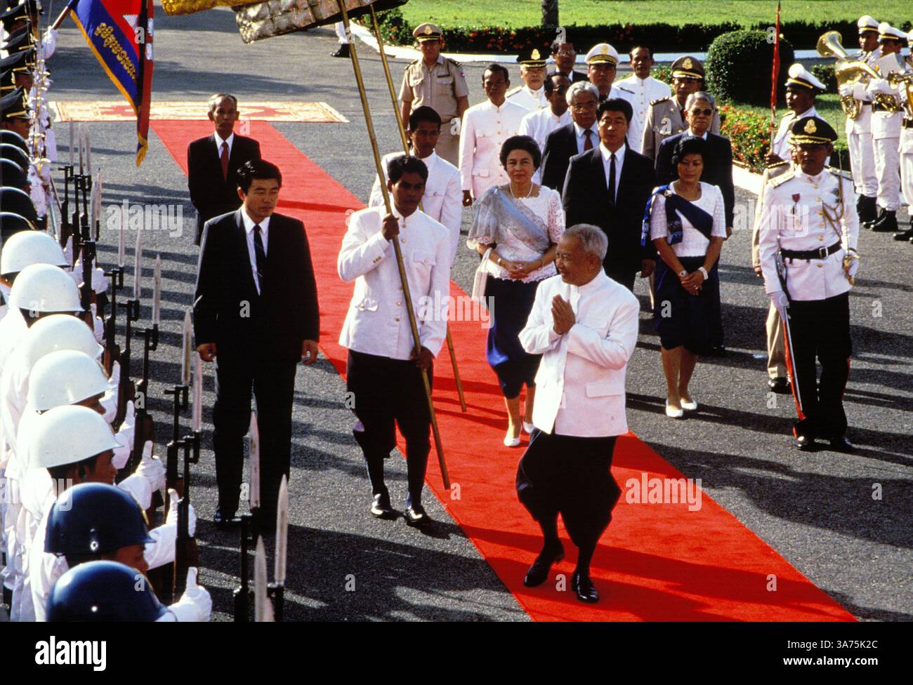 Sep. 24, 1993 - Phnom Penh, Cambodia - NORODOM SIHANOUK and his wife Monique arrive for his ...