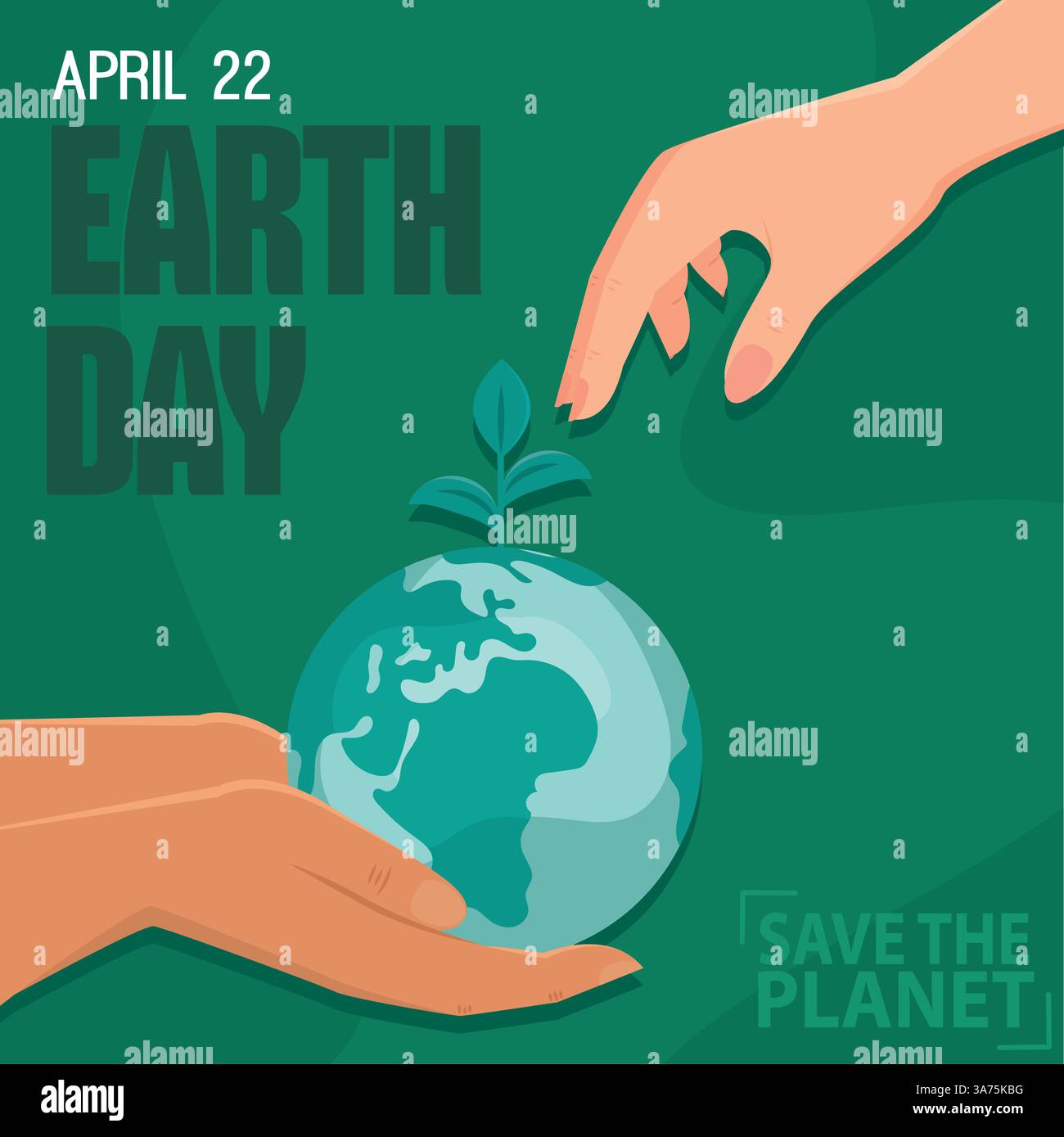 Earth Day poster with hands and globe sprout plant Vector Stock Vector ...