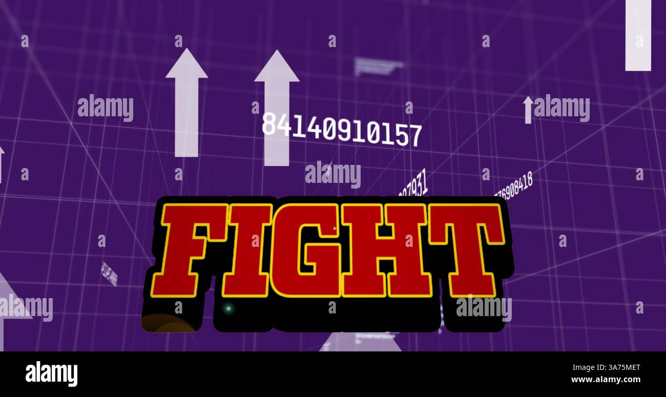 Fight text over multiple changing numbers and arrow moving upwards ...