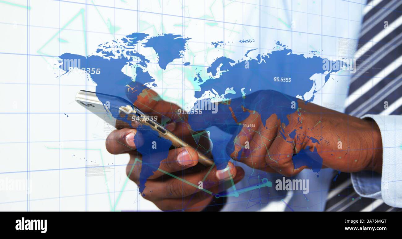 Plexus networks against world map hi-res stock photography and images ...