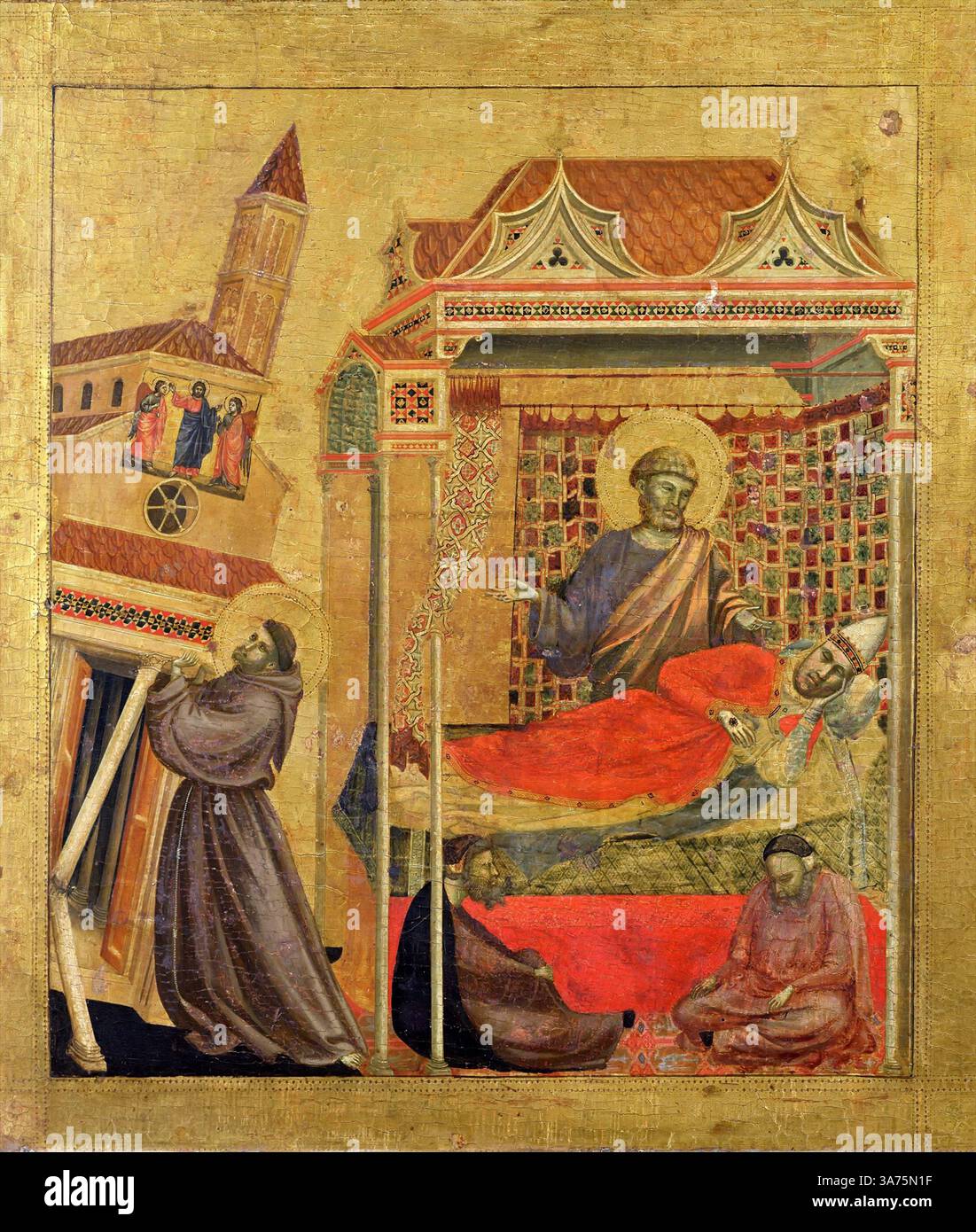 Giotto di Bondone - St. Francis of Assisi Receiving the Stigmata - Detail he Dream of Pope ...