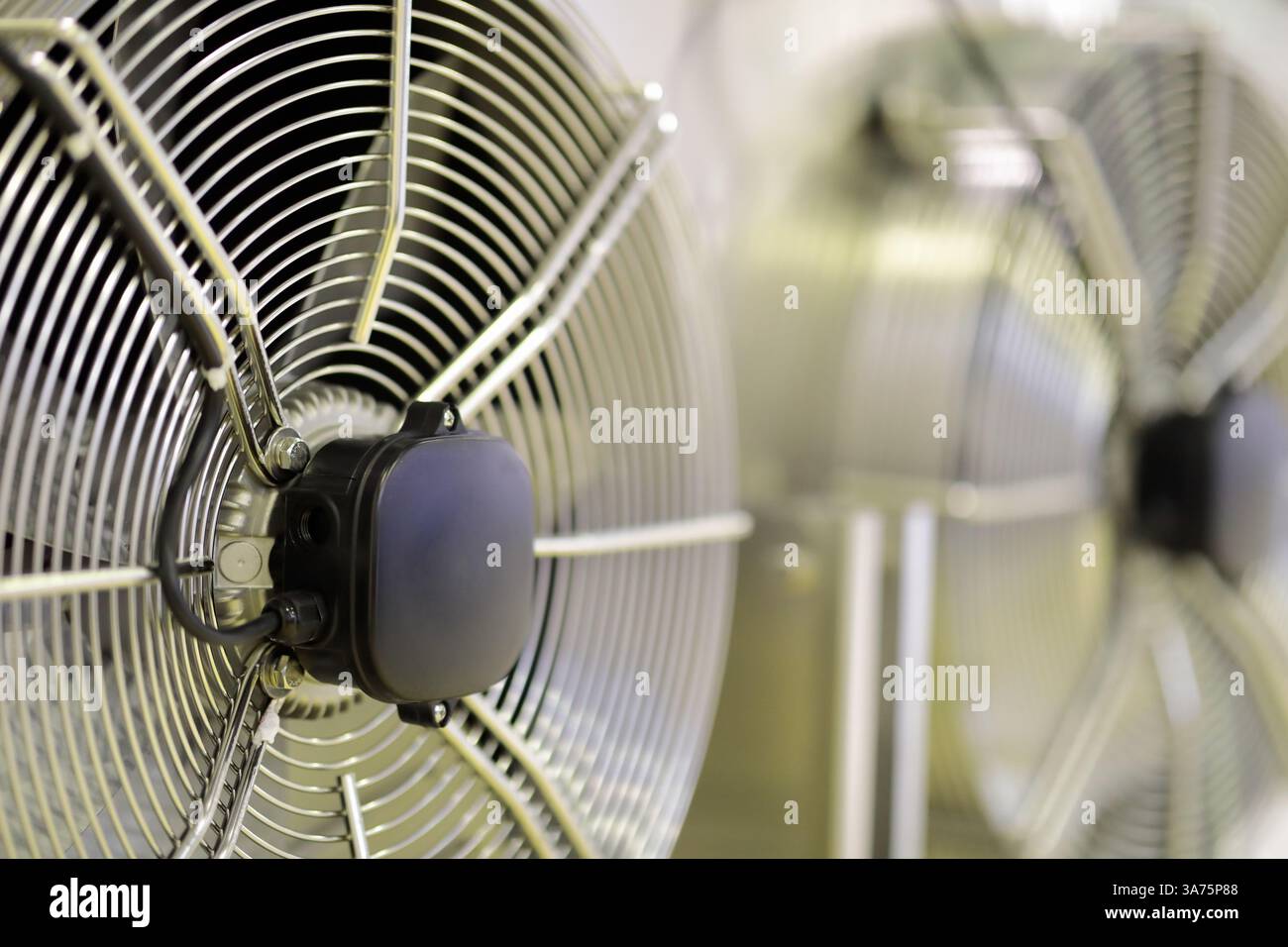 Condenser section with fans of industrial HVAC system. An HVAC system ...