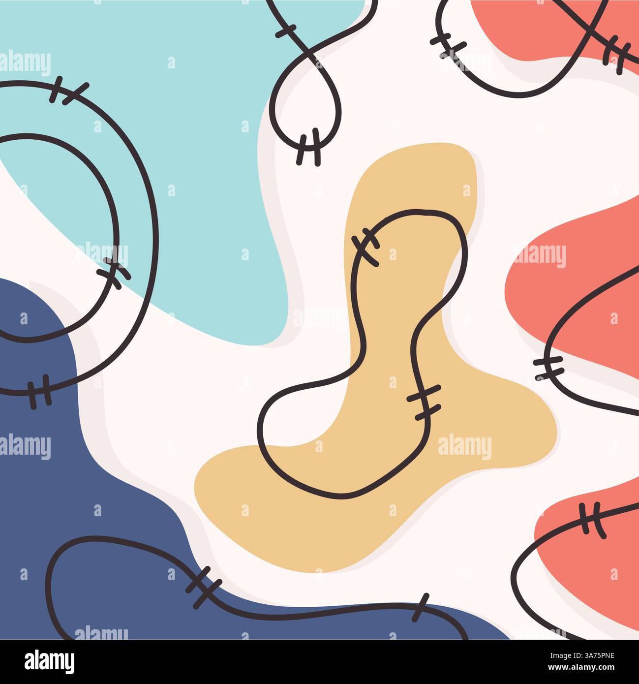 Colorful shapes with stitched looped lines. Vector Stock Vector Image ...