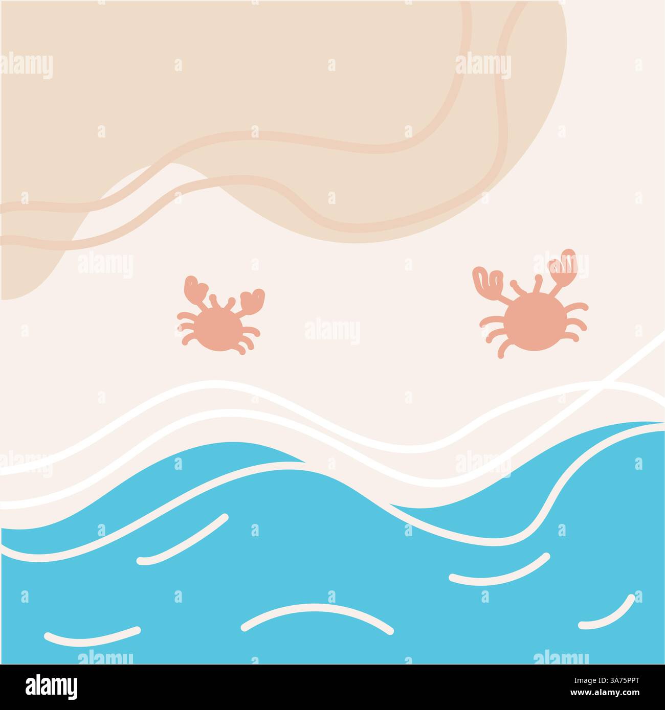 Crabs near ocean waves with sandy backdrop. Vector Stock Vector Image ...