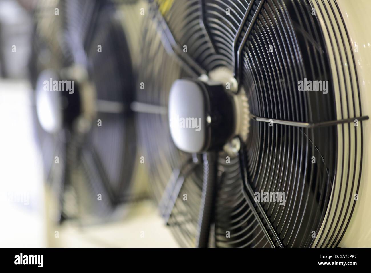 Fans of industrial air conditioning system closeup. Selective focus ...