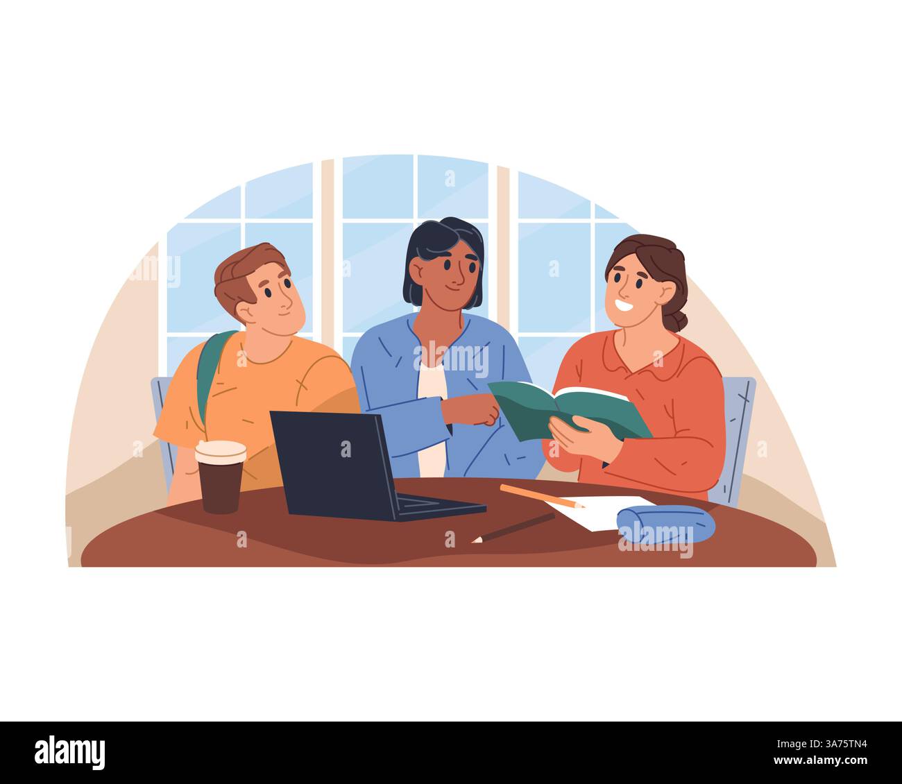 University students cafe Stock Vector Images - Alamy