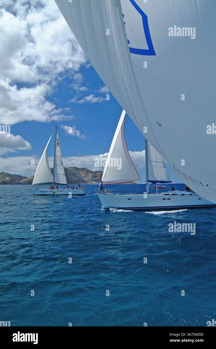 March 01, 2002 - St Martin, Caribbean - Charteboats sailing During the ...