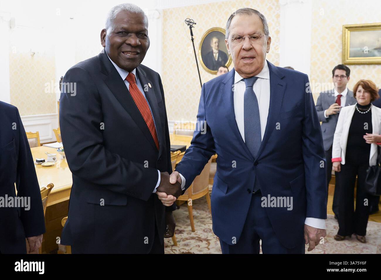 In this photo released by Russian Foreign Ministry press service ...
