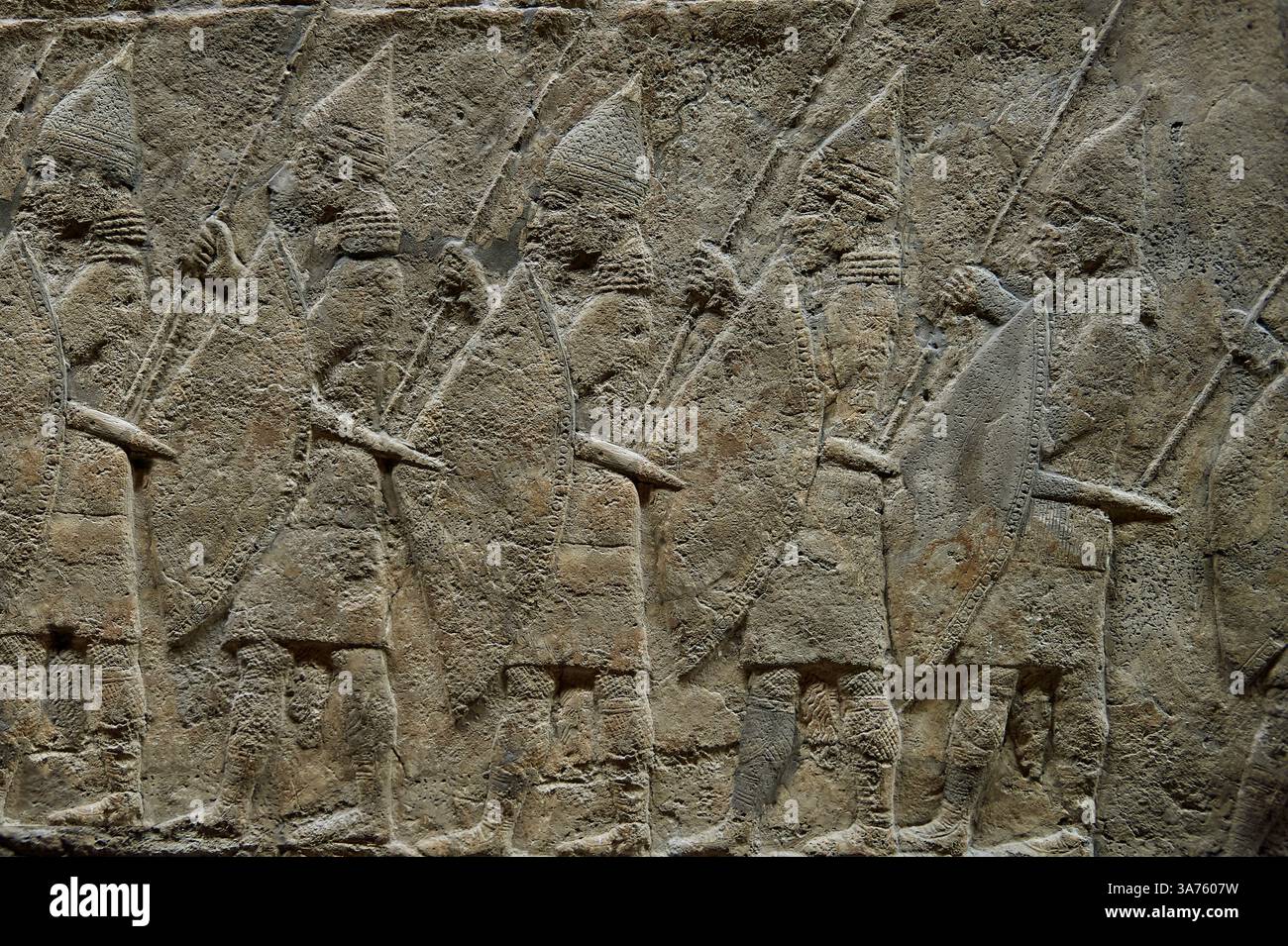 Assyrian bas relief sculpture panel showing Assyrian solders ...