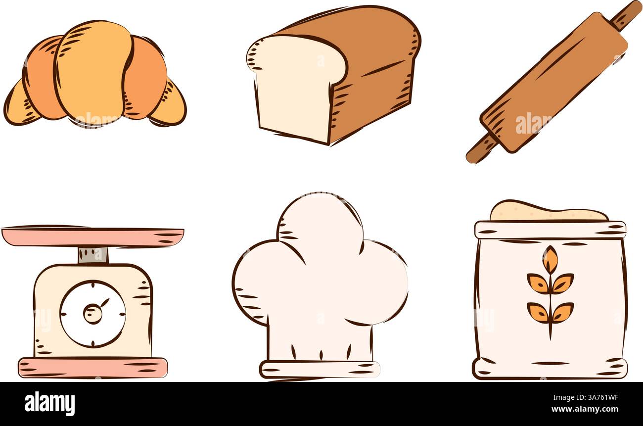 Hand drawn bakery items. Vector Stock Vector Image & Art - Alamy