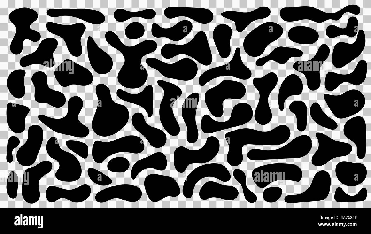 Abstract organic black blobs with irregular shapes, perfect for speech bubbles and modern decor ...