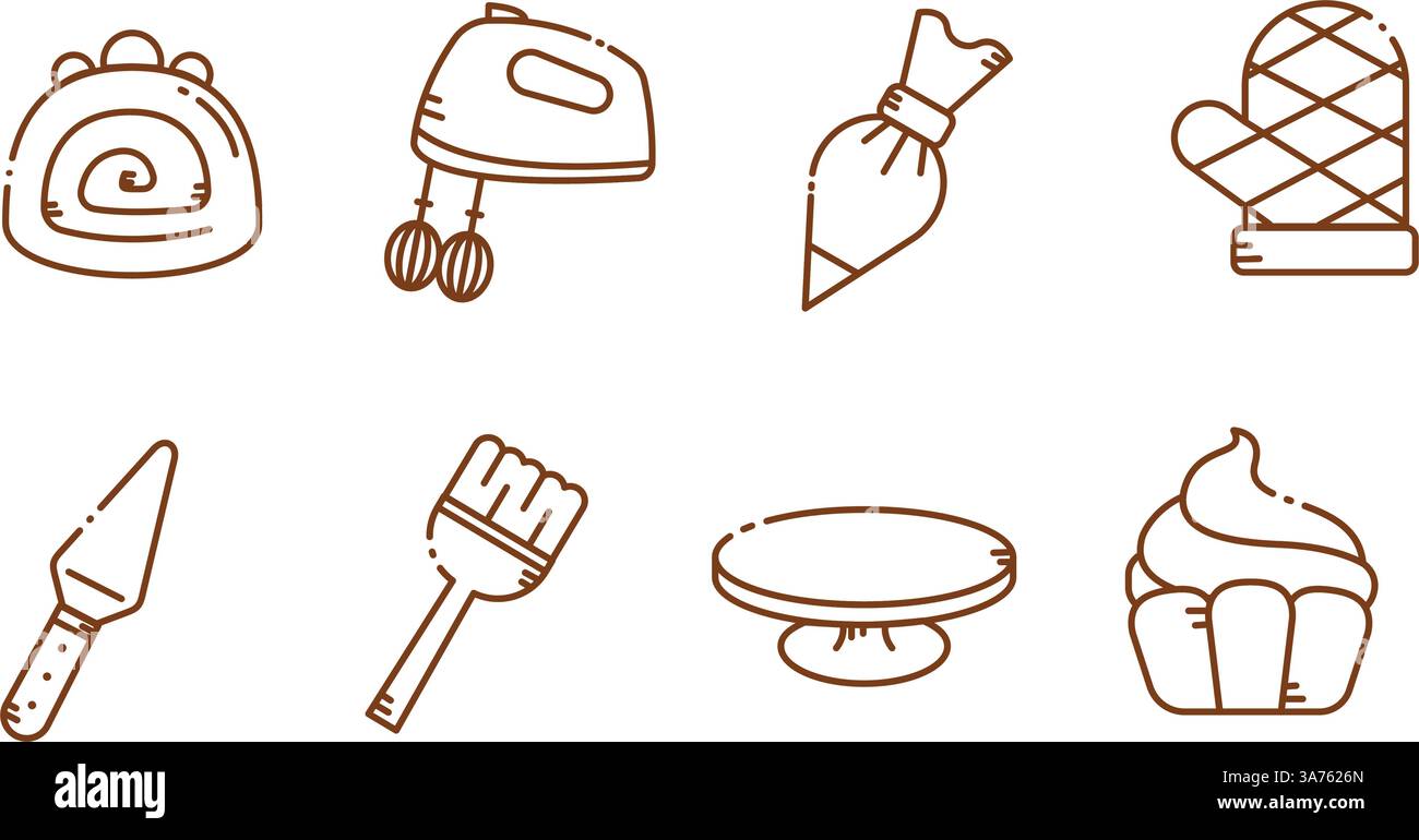 Outline bakery icons set. Vector Stock Vector Image & Art - Alamy