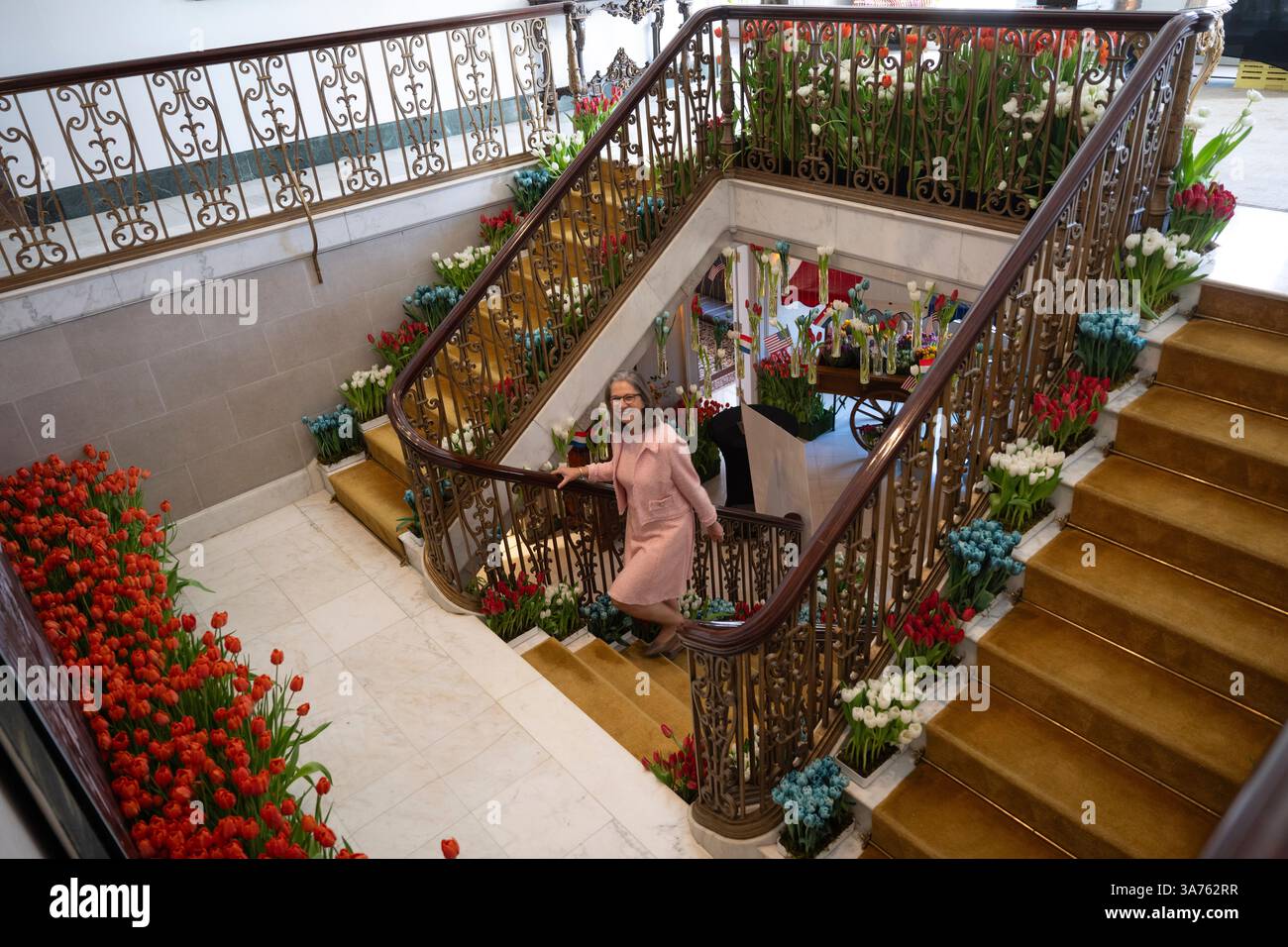 Dutch Ambassador Birgitta Tazelaar to the U.S. ascends the main ...