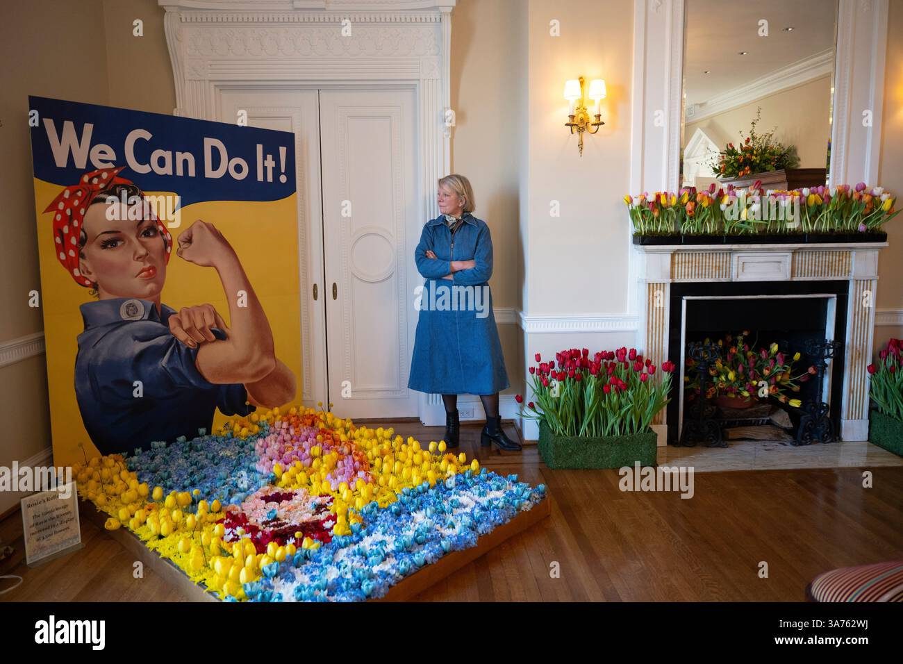 Florist Susanne Schrijvers stands by her creation of a mirrored image ...