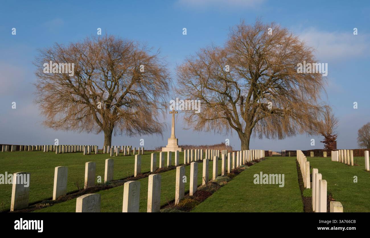 This image shows a Commonwealth War Graves Commission cemetery, likely ...