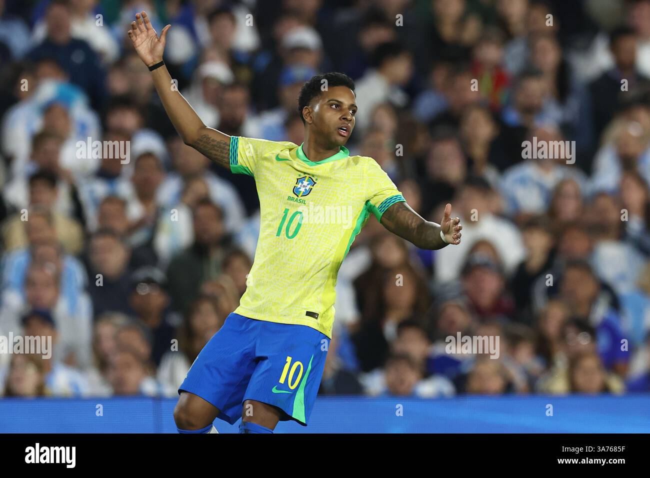 Brazil's Rodrygo gestures during the South American qualification ...