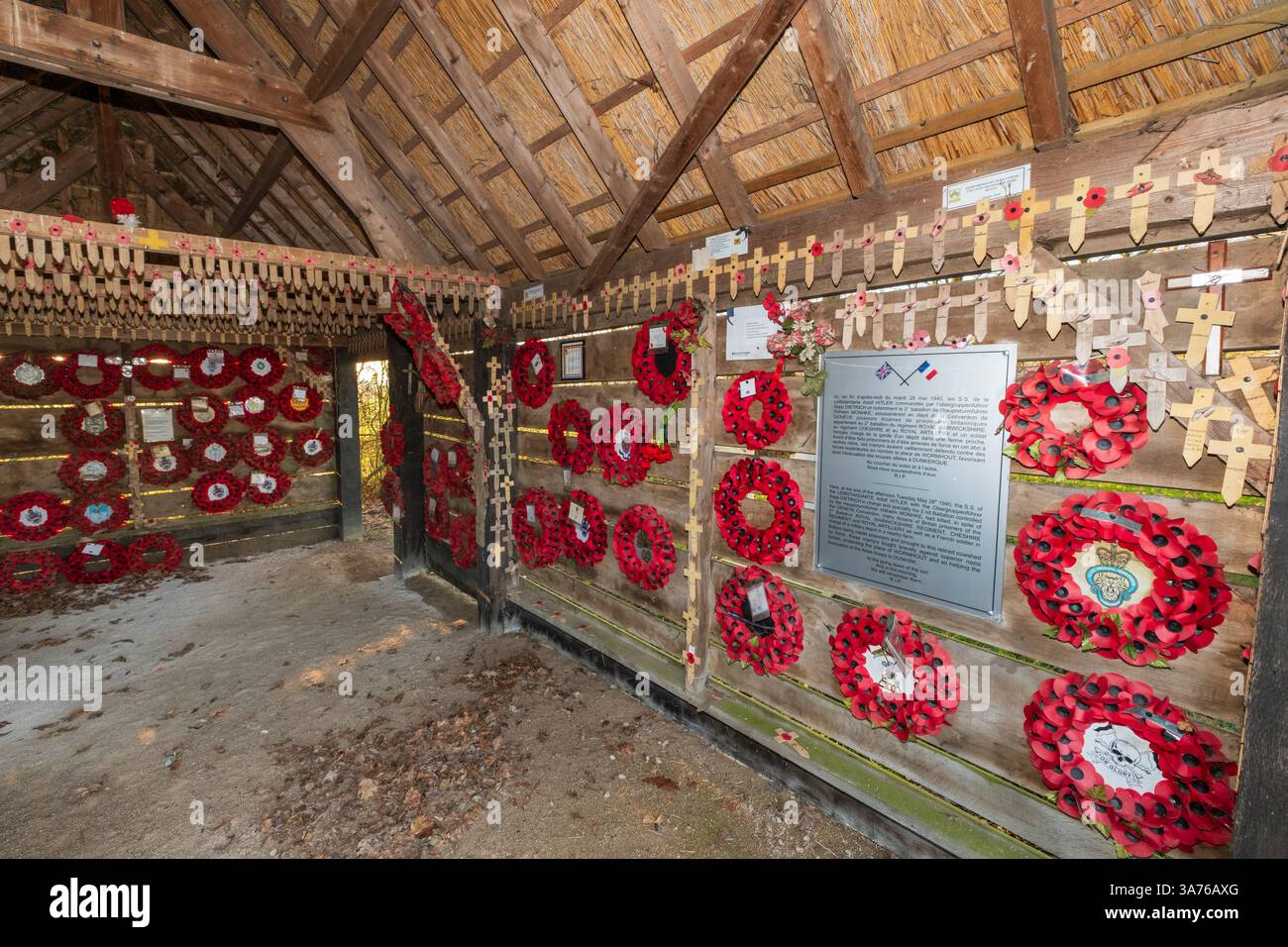 Plaine au bois Memorial Site, a rebuilt barn at the Wormhoudt massacre ...