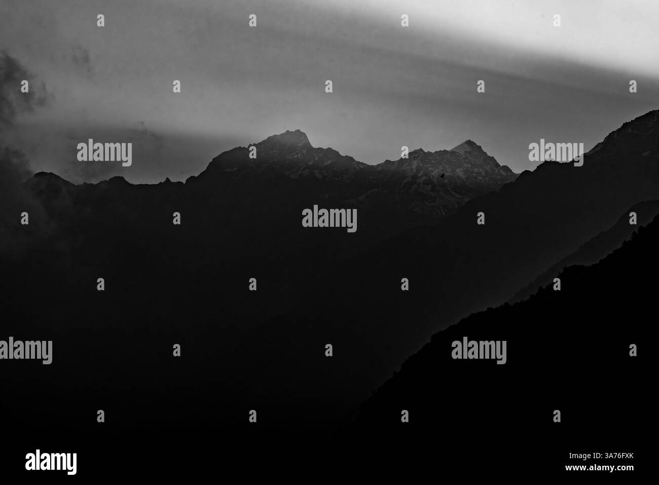 Dark and Dramatic Very Early Sunrise with Rays from Mountains of ...