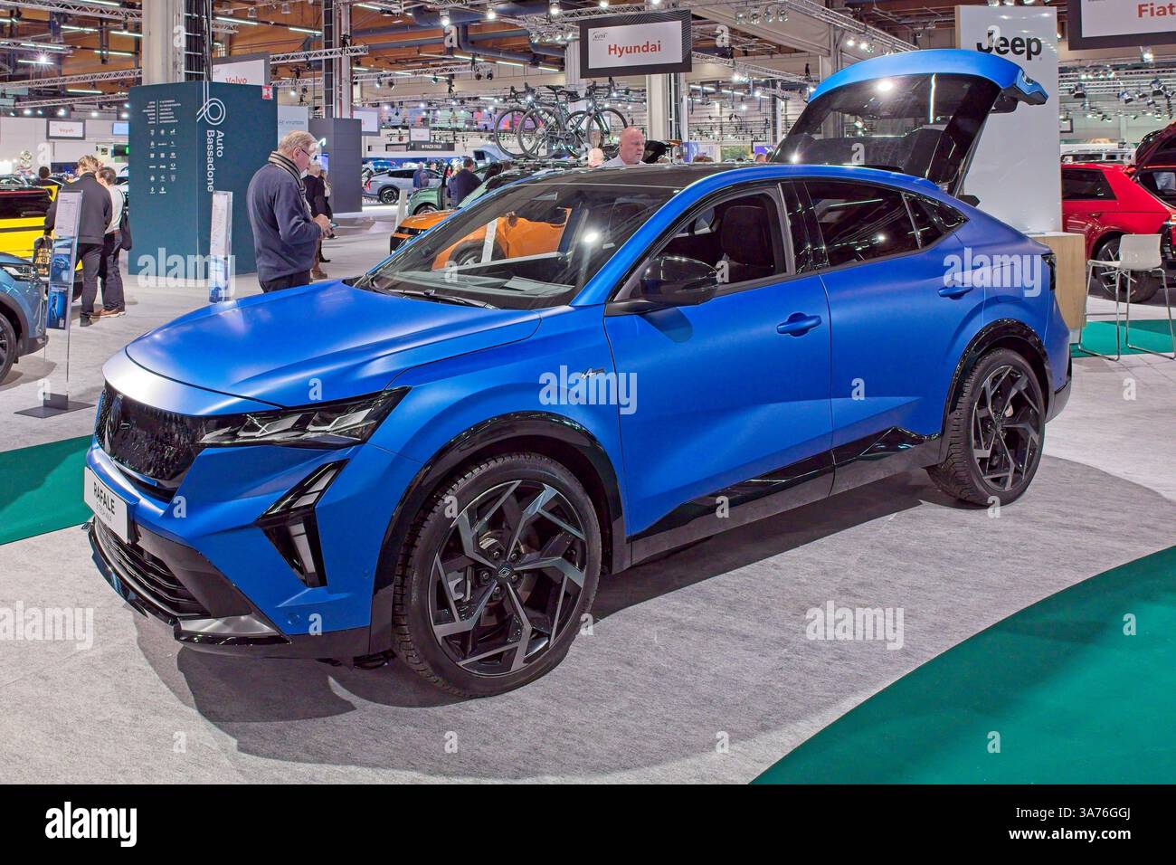 Pasila, Helsinki, Finland – March 14. 2025: Renault Rafale E-Tech plug ...