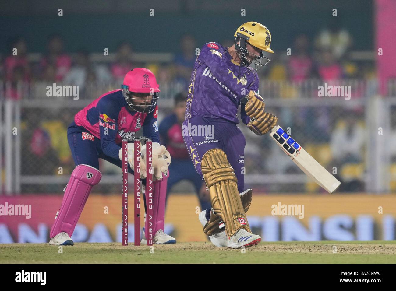 Kolkata Knight Riders' Quinton de Kock plays a shot during the Indian ...