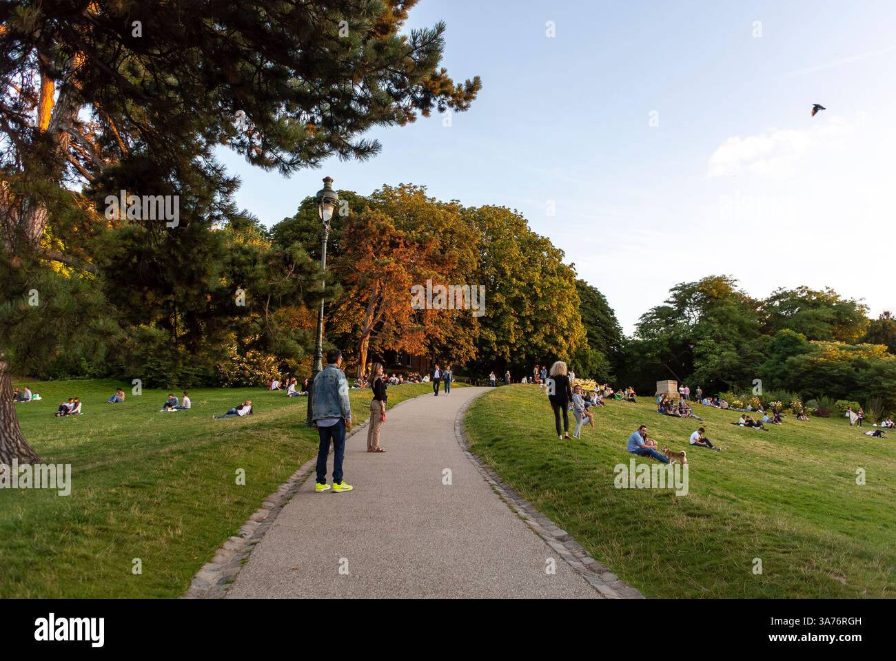 Paris, France, Crowd Young French People, Relaxing in Public Park, Parc ...
